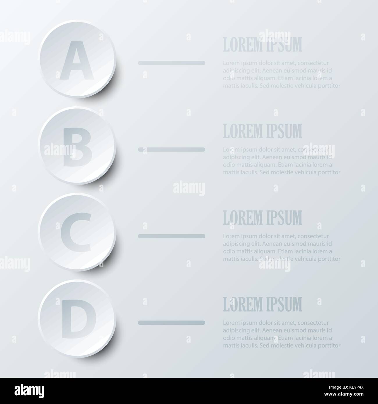 Four topics simple white 3D paper circle for website presentation cover ...