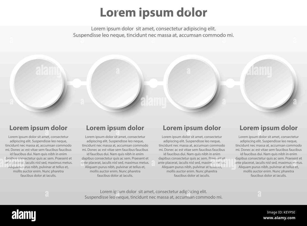 Four simple white 3d paper circles topic for website presentation cover ...