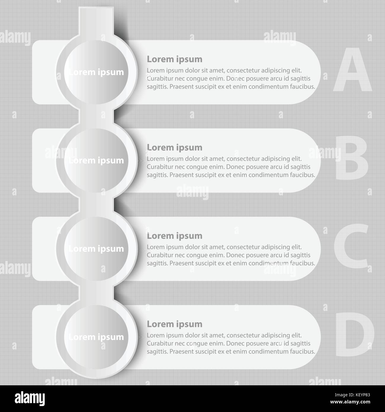 Simple white 3d paper circle tag four topics for website presentation ...