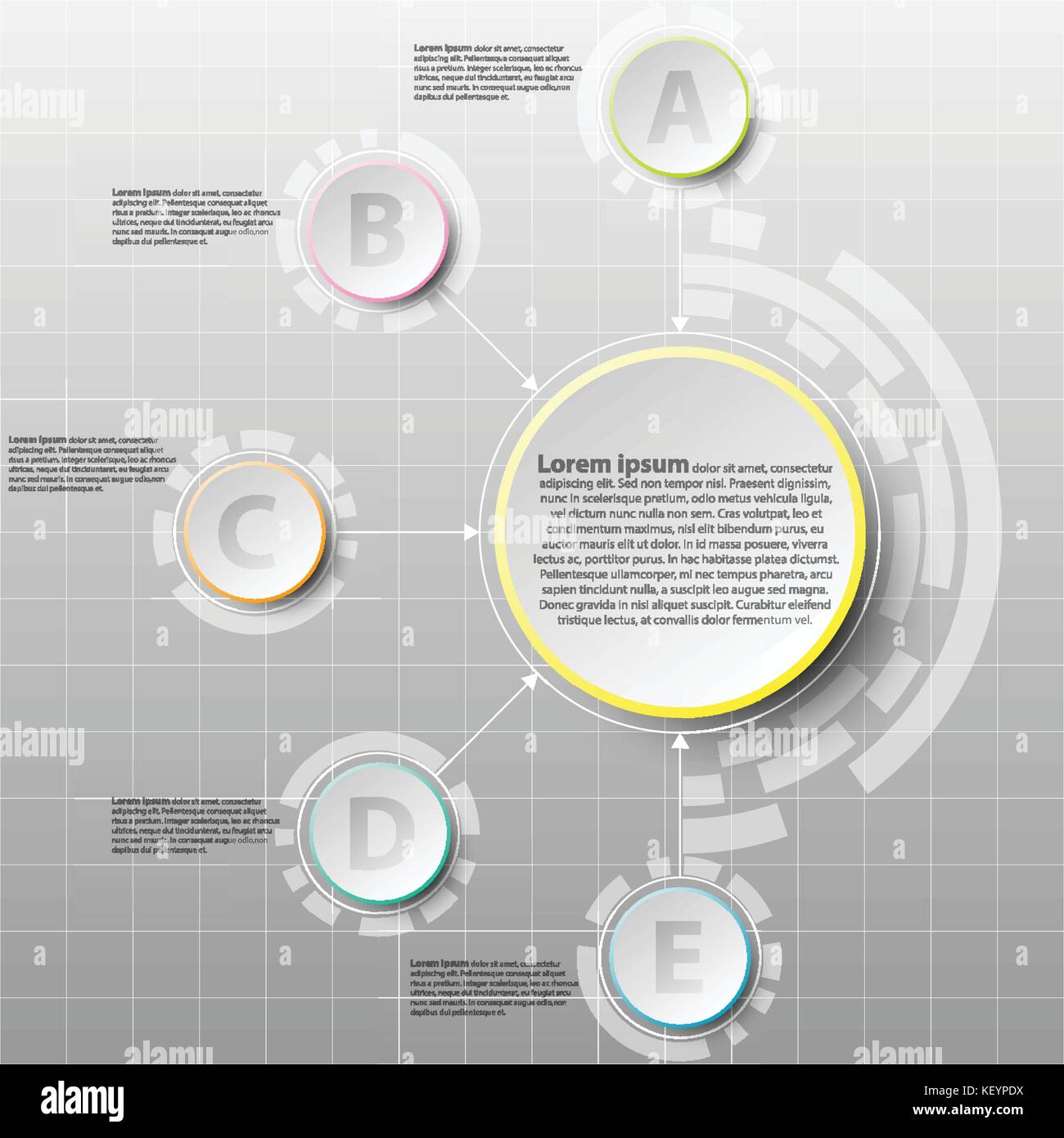 Coloful paper circle with five topics for website presentation cover ...