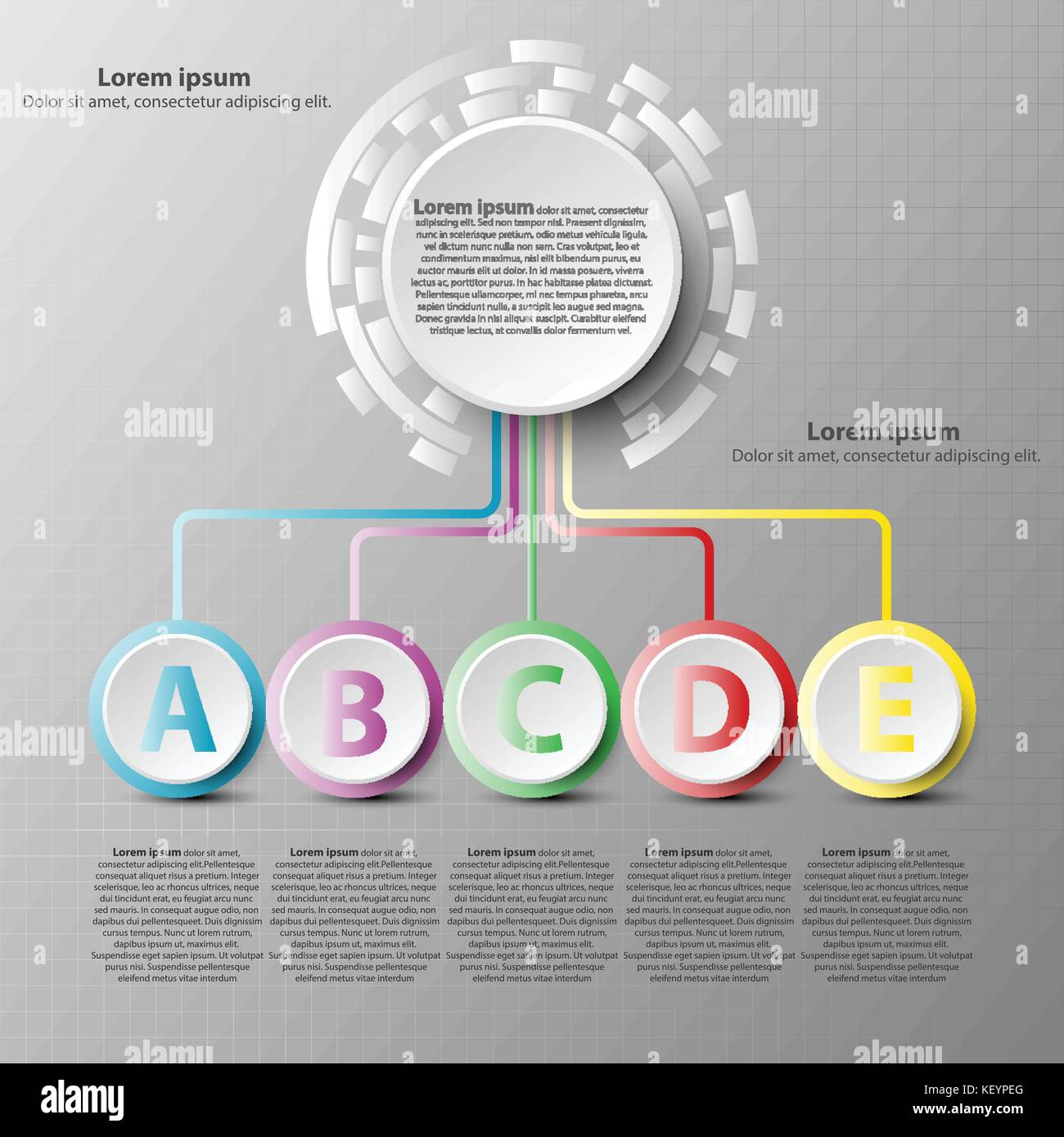 Coloful 3d paper circle with five topics for website presentation cover ...