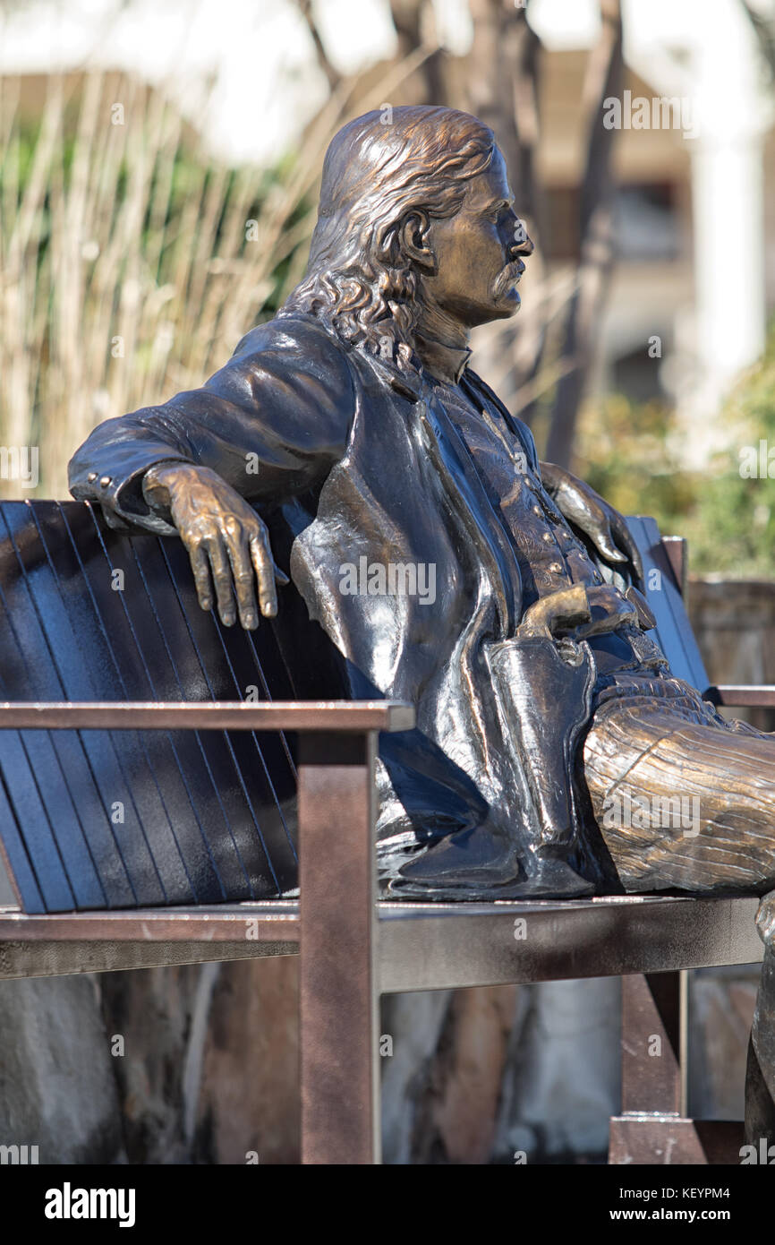 January 7, 2016 Boerne, Texas, USA: closeup of the statue of wild bill ...