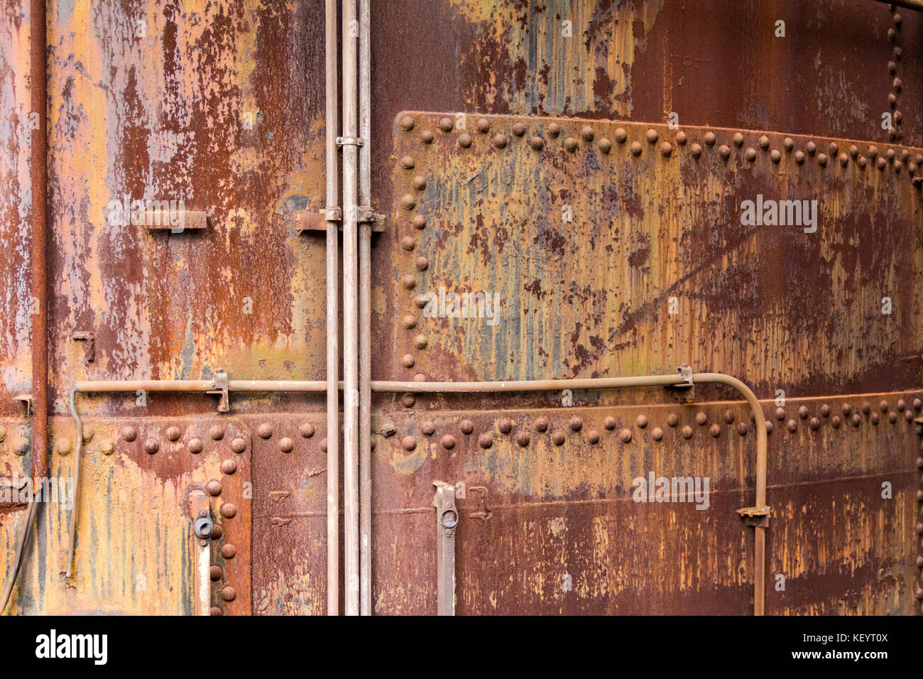 weathered rusty industrial scenery with old corroded appliances Stock ...
