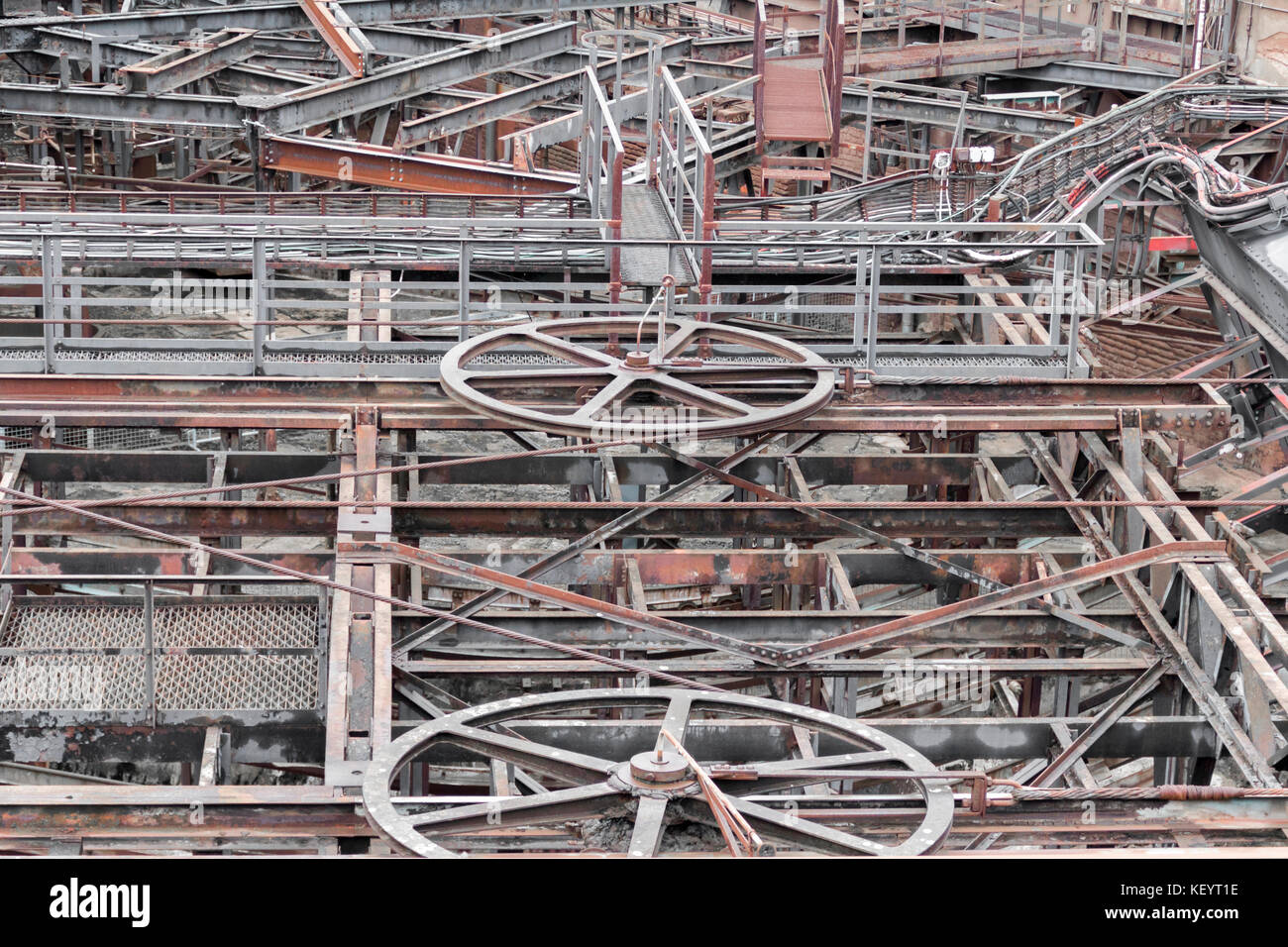 weathered rusty industrial scenery with lots of old corroded steel ...