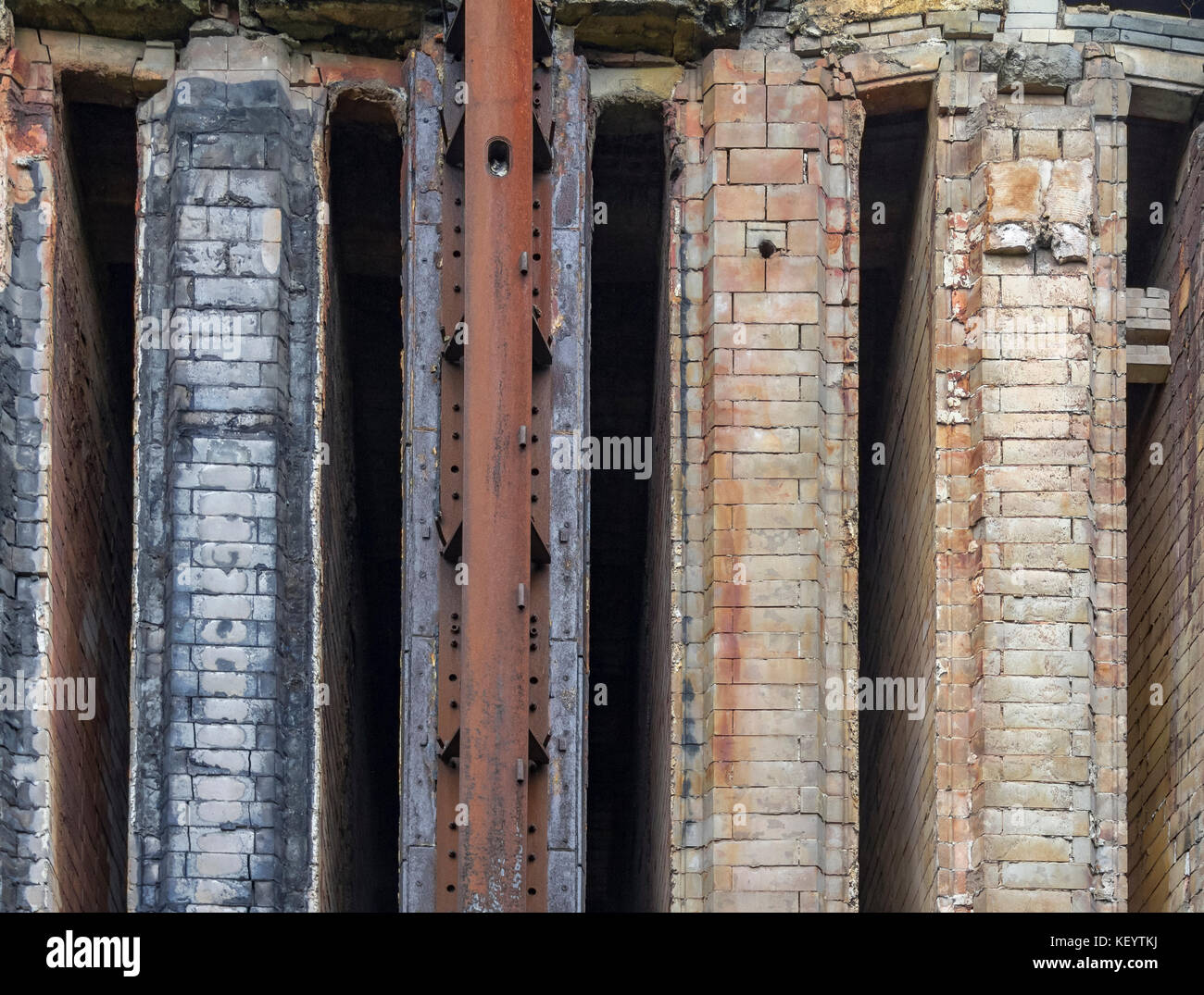 rundown industrial brick wall facade detail Stock Photo - Alamy