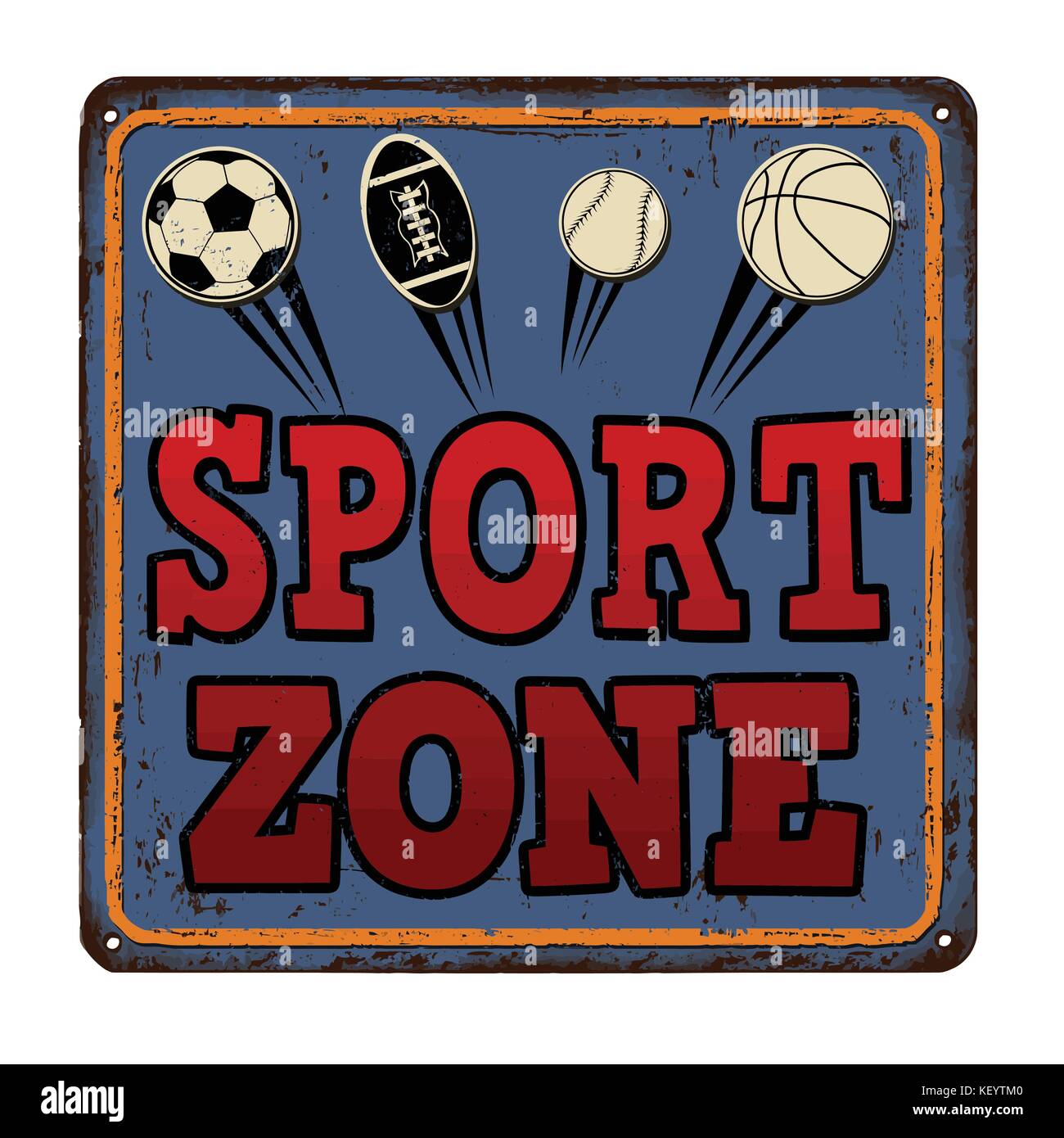 Sport zone vintage rusty metal sign on a white background, vector ...