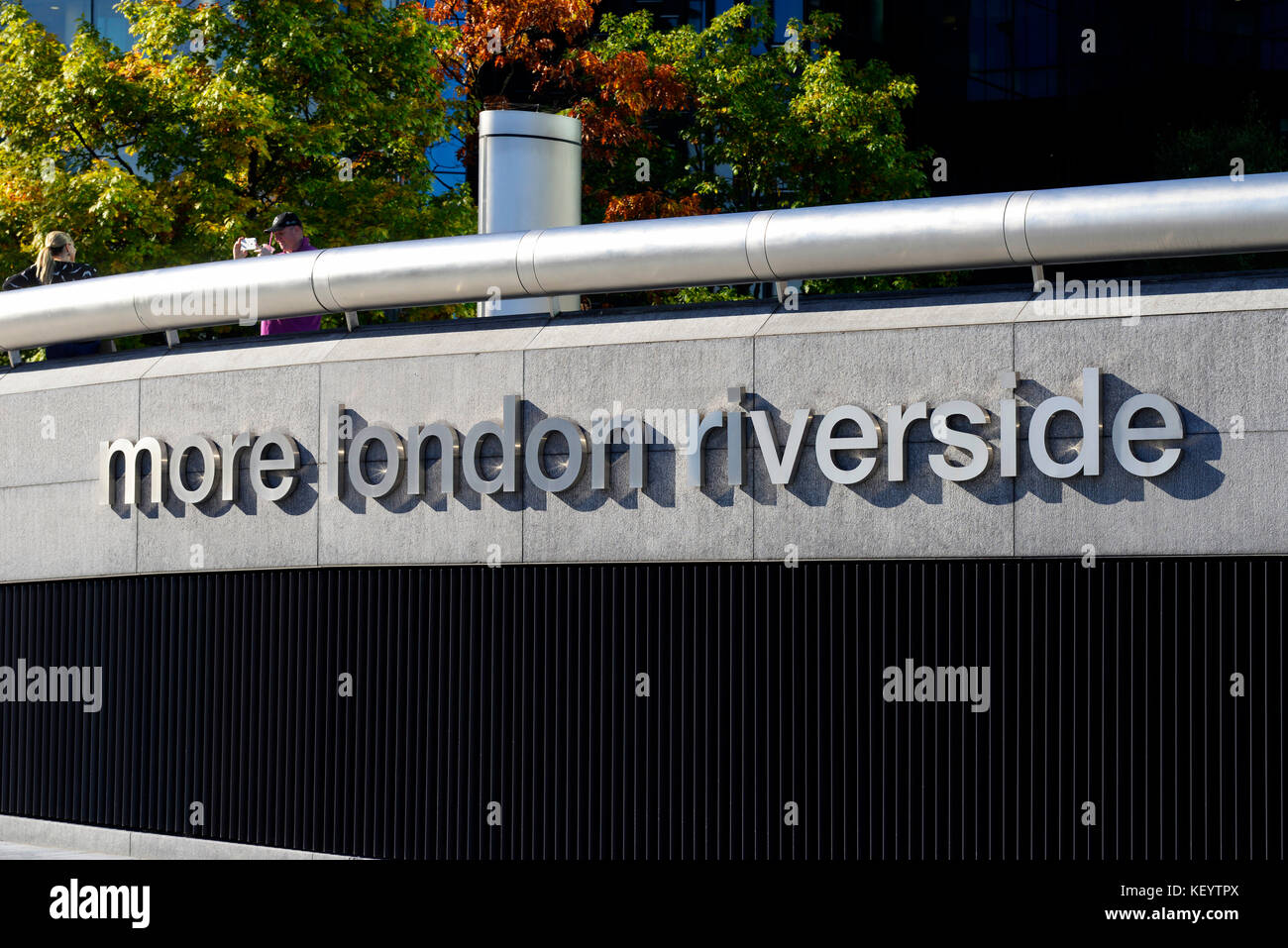 More London Riverside sign in stainless steel, London, UK Stock Photo ...