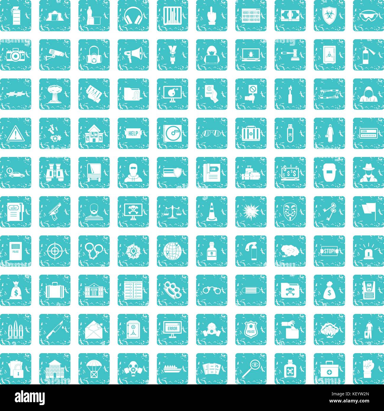 100 crime icons set grunge blue Stock Vector Image & Art - Alamy