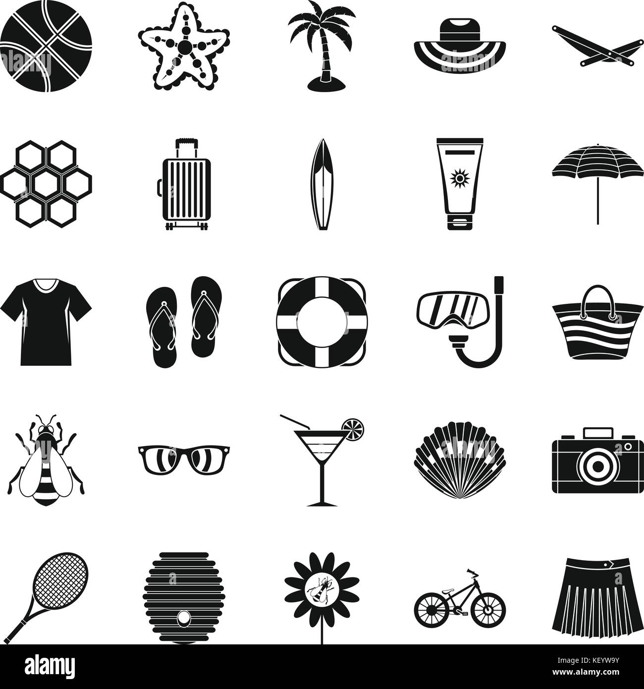Summer things icons set, simple style Stock Vector Image & Art - Alamy