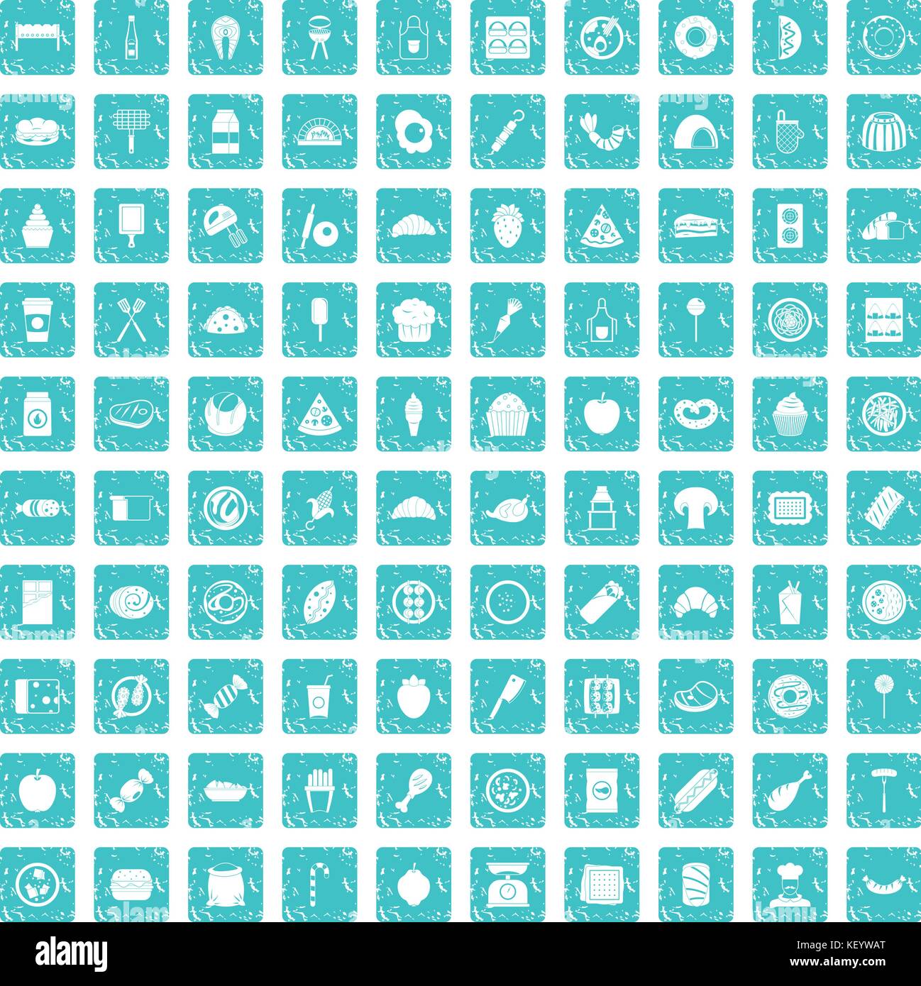 100 delicious dishes icons set grunge blue Stock Vector Image & Art - Alamy