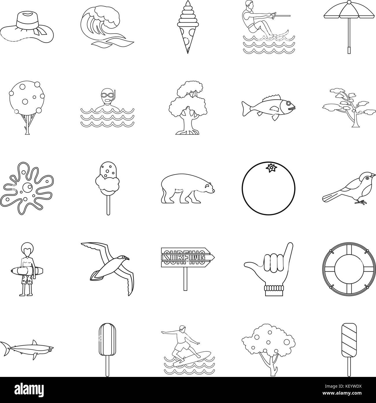 Summer holiday icons set, outline style Stock Vector Image & Art - Alamy