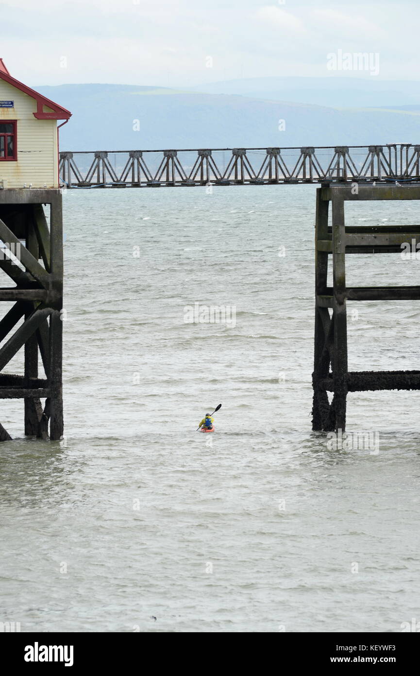 Paddling a full equipped sea kayak under the gantry at Mumbles Lifeboat ...
