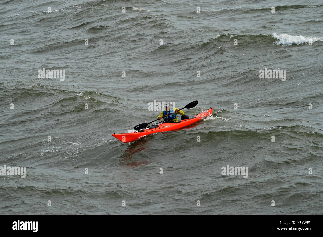 Paddling a full equipped sea kayak viewed from above Stock Photo - Alamy