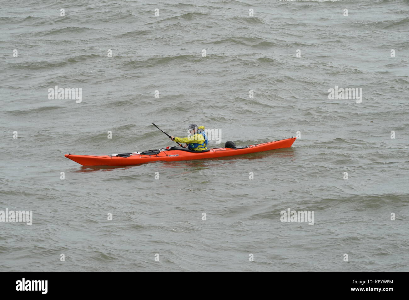 Paddling a full equipped sea kayak viewed from above Stock Photo - Alamy
