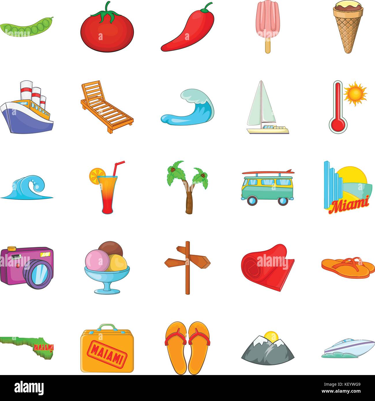 Summer activity icons set, cartoon style Stock Vector Image & Art - Alamy