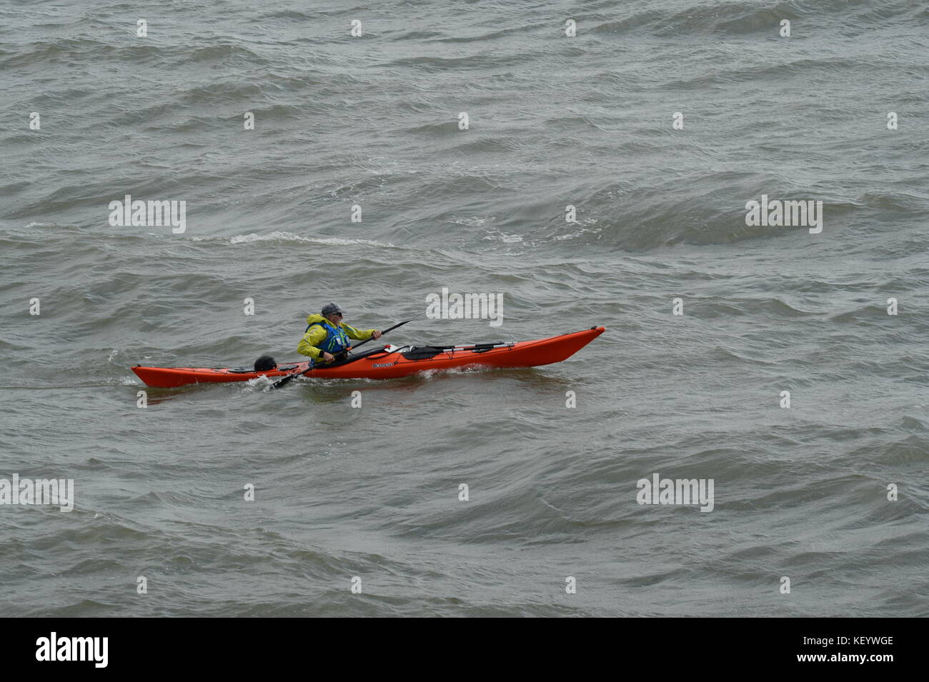 Paddling a full equipped sea kayak viewed from above Stock Photo - Alamy