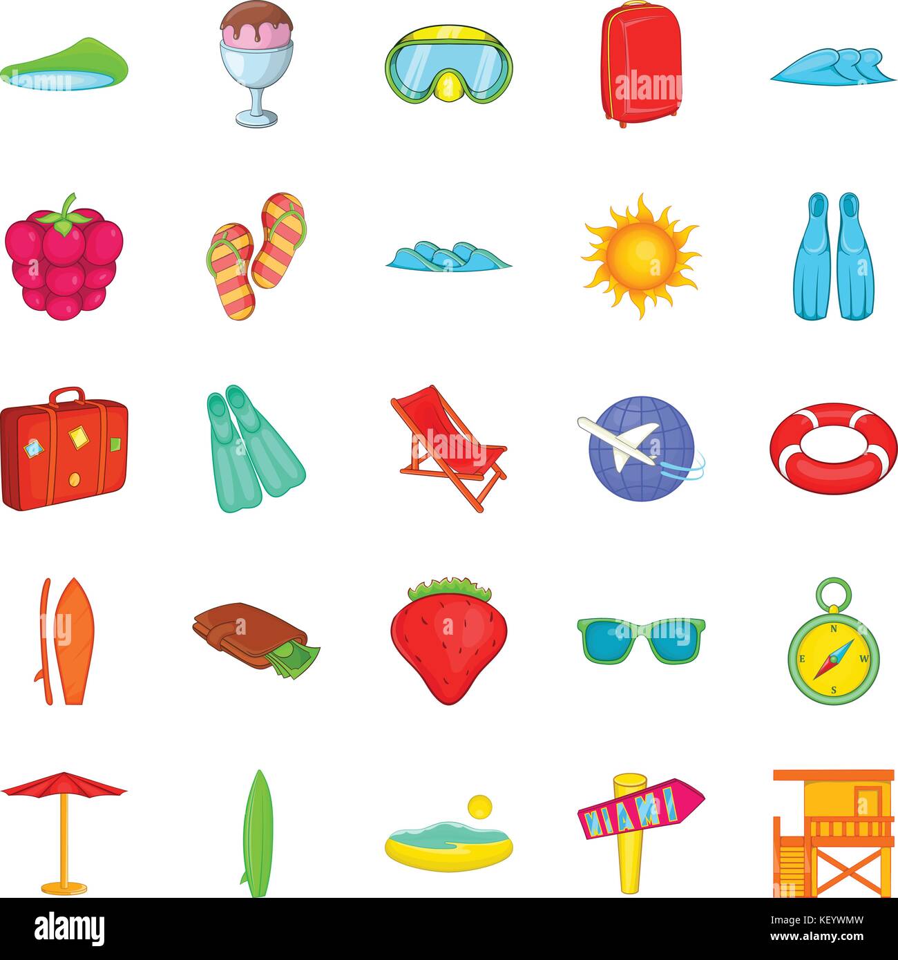 Tropical vacation icons set, cartoon style Stock Vector Image & Art - Alamy