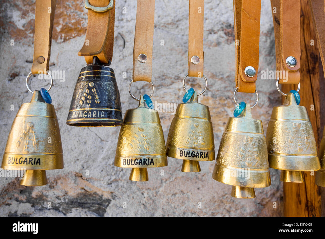 Rhodope brass sheep bells in village of Shiroka Laka, Bulgaria Stock ...