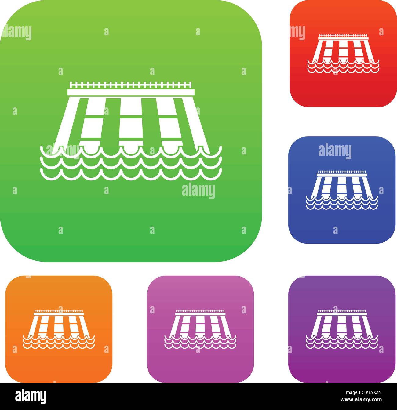 Hydroelectric power station set color collection Stock Vector Image ...