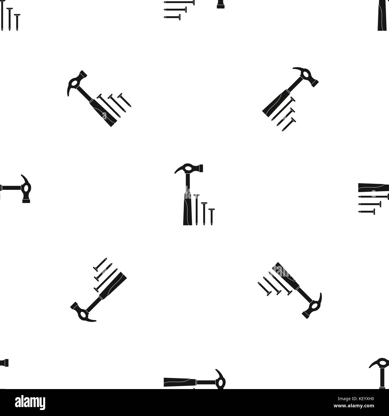 Hammer and nails pattern seamless black Stock Vector Image & Art - Alamy