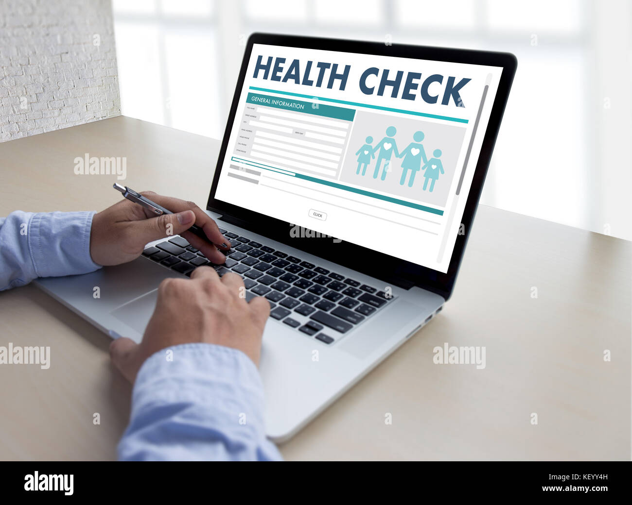 Digital HEALTH CHECK Concept working with computer interface as medical ...