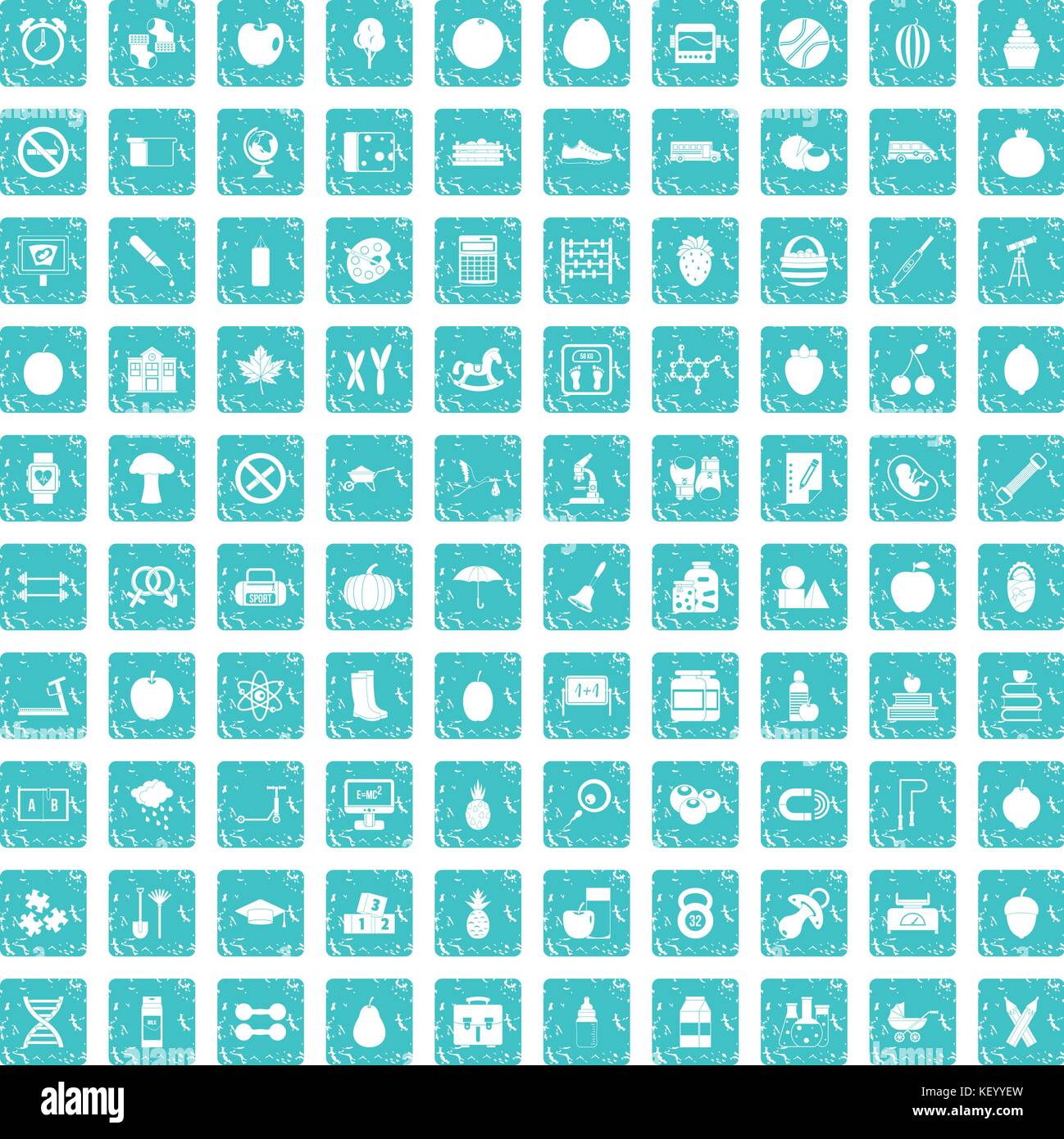 100 apple icons set grunge blue Stock Vector Image & Art - Alamy