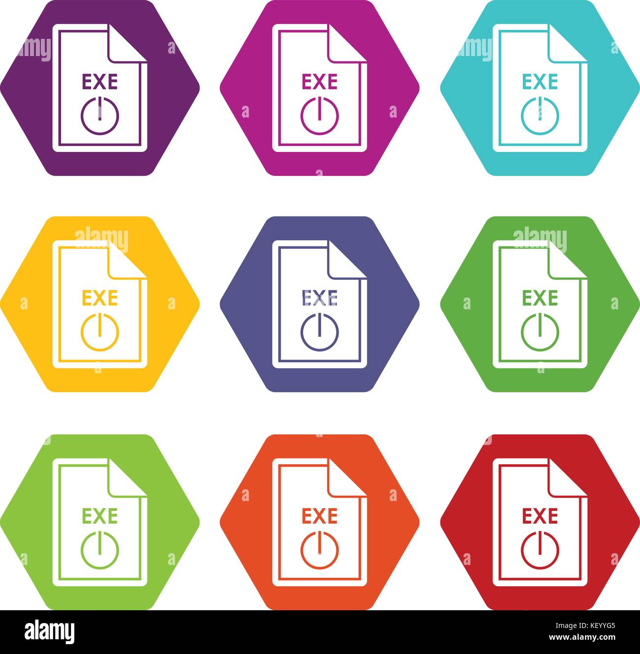 File EXE icon set color hexahedron Stock Vector Image & Art - Alamy