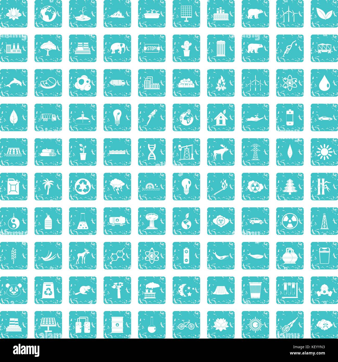 100 eco icons set grunge blue Stock Vector Image & Art - Alamy