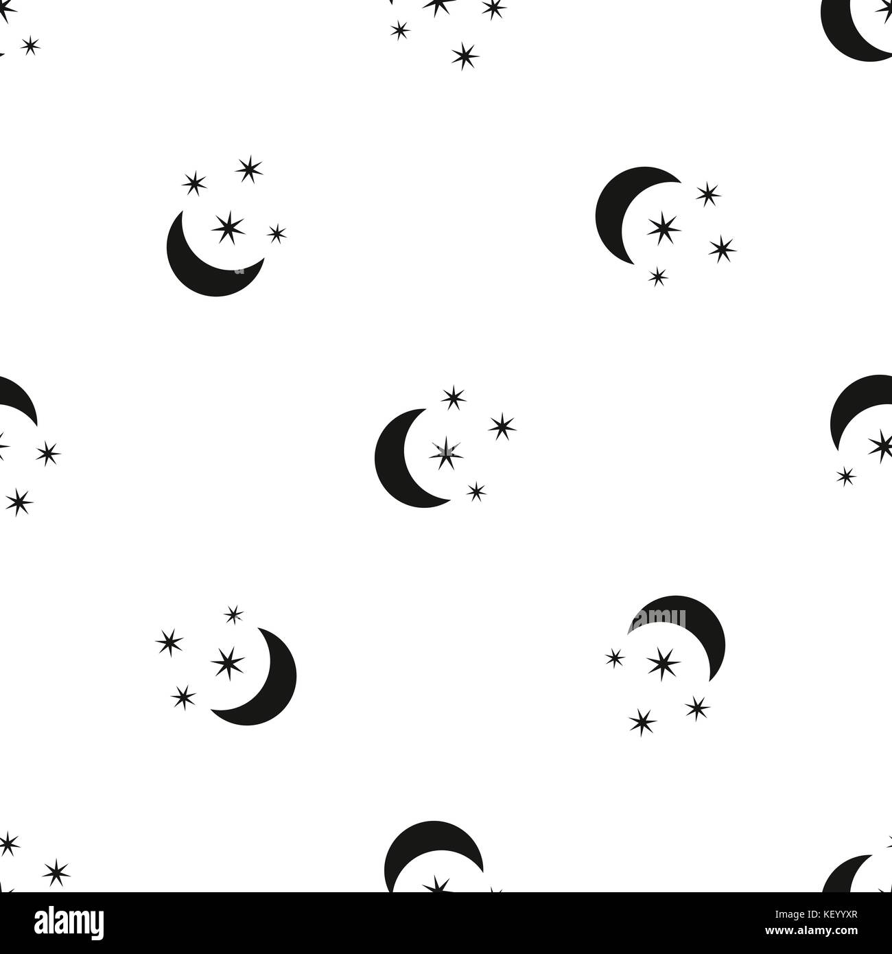 Moon and stars pattern seamless black Stock Vector Image & Art - Alamy