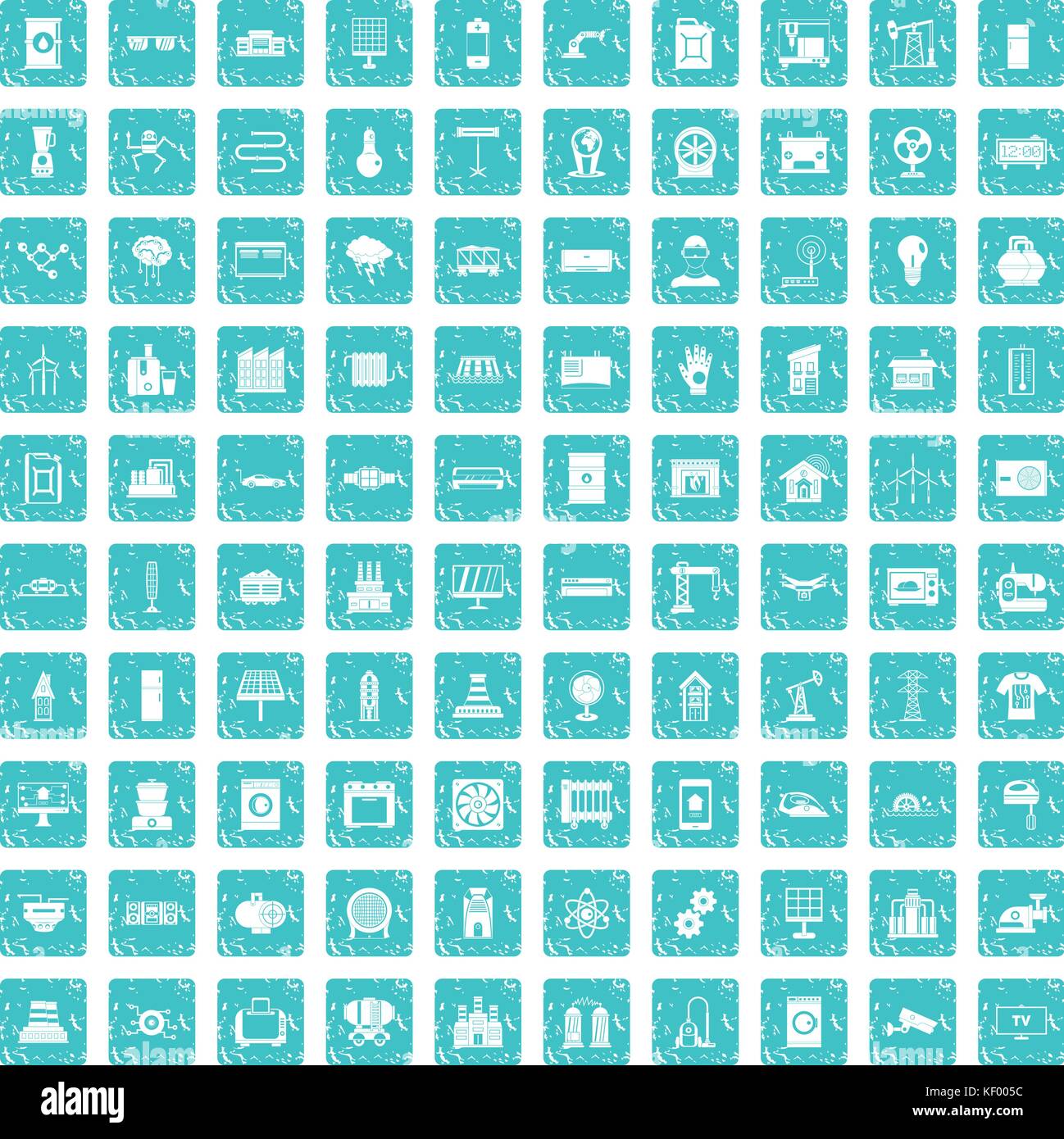 100 electrical engineering icons set grunge blue Stock Vector Image ...