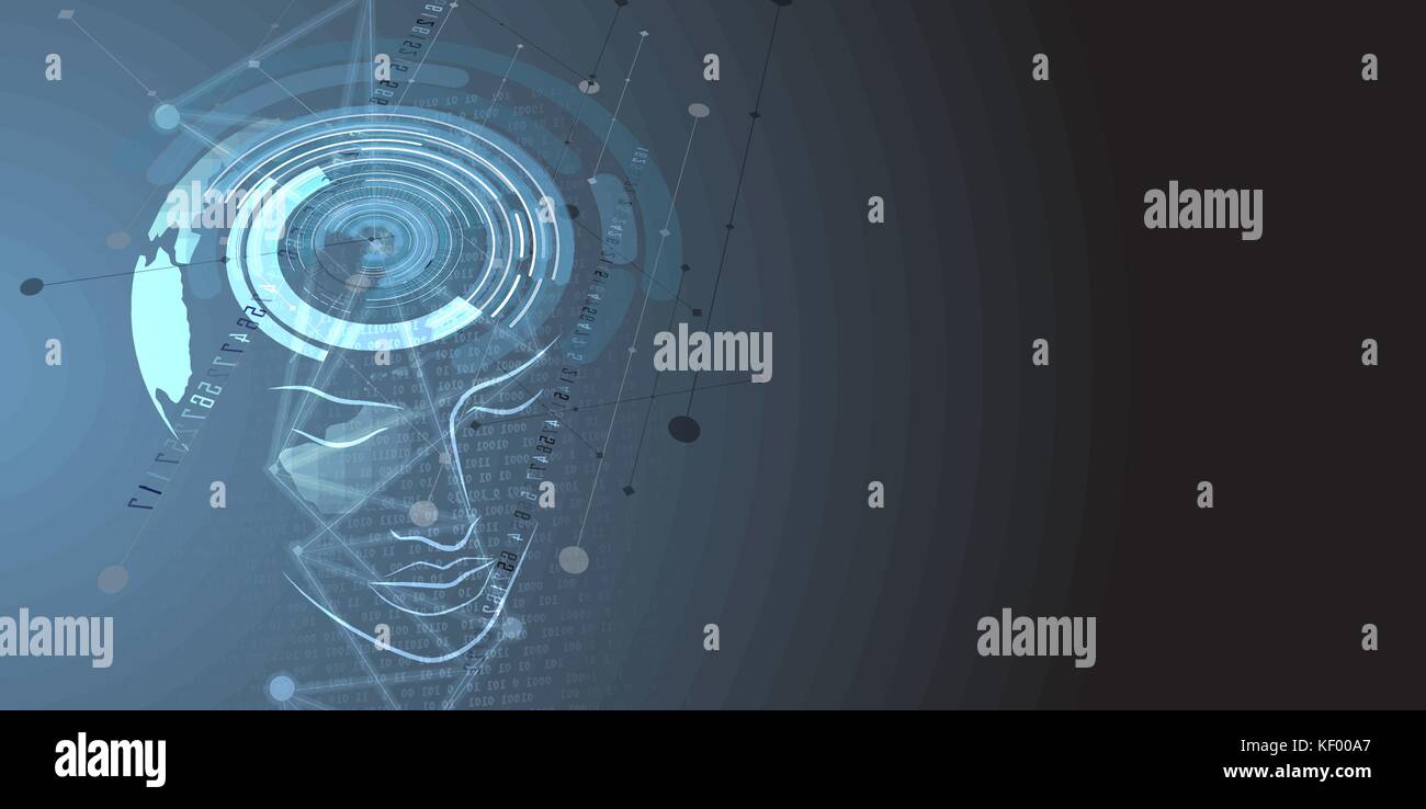 Abstract Artificial intelligence. Technology web background. Virtual ...