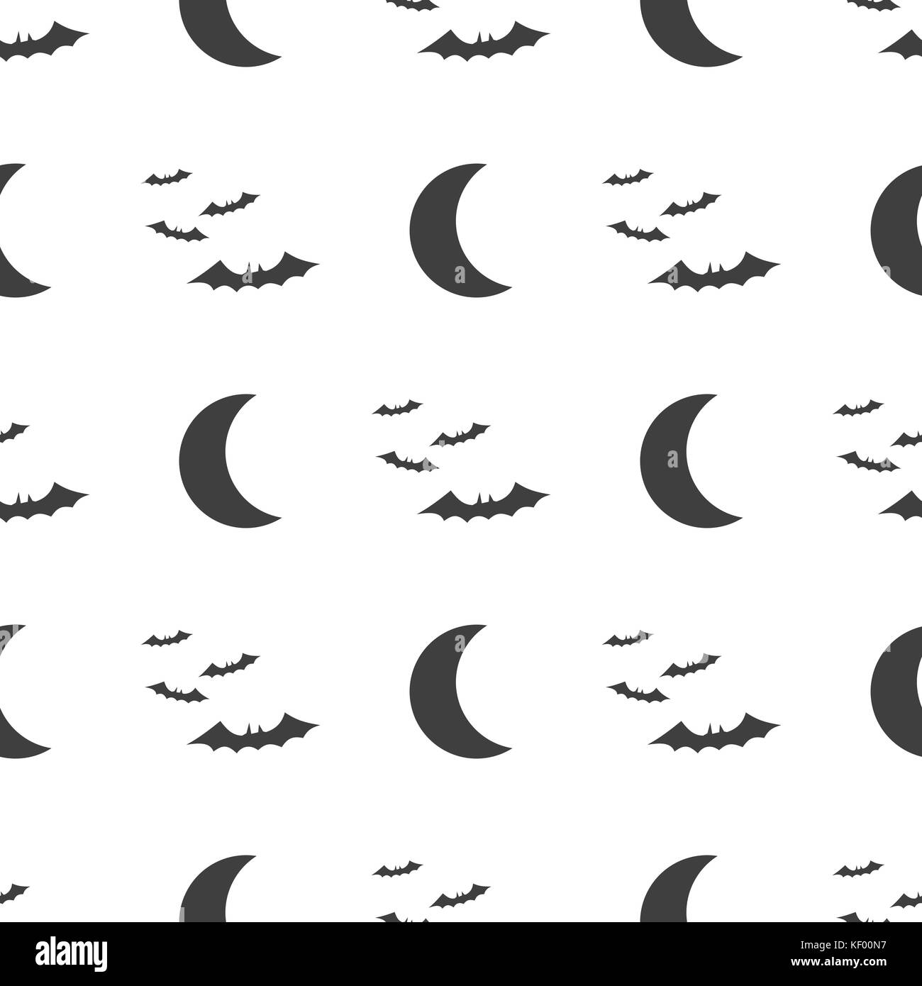 Vector Halloween seamless pattern. Moon and bat symbols. Objects ...