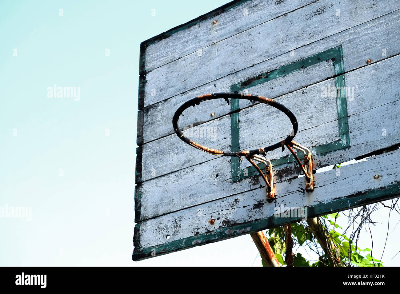 Old basketball with blue sky Stock Photo - Alamy