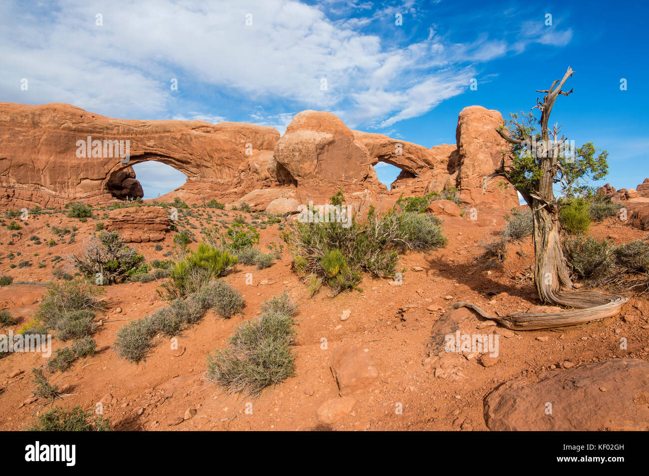 North and south window arch in the Arches National Park, Utah, USA ...
