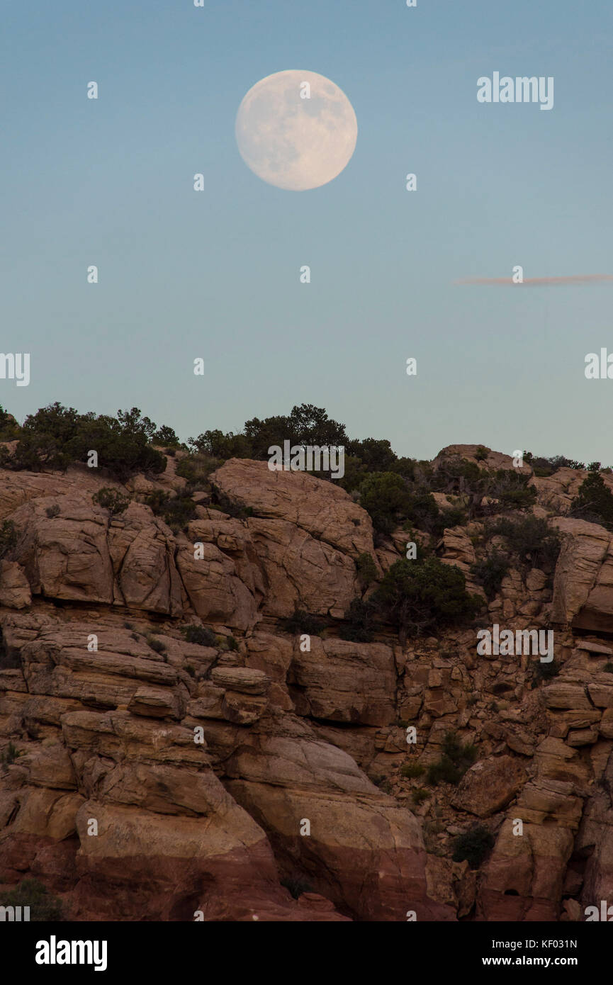 Full moon over fiery furnace a maze like passageway, Arches National ...