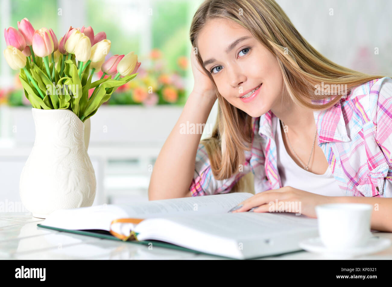 woman reading interesting book Stock Photo - Alamy