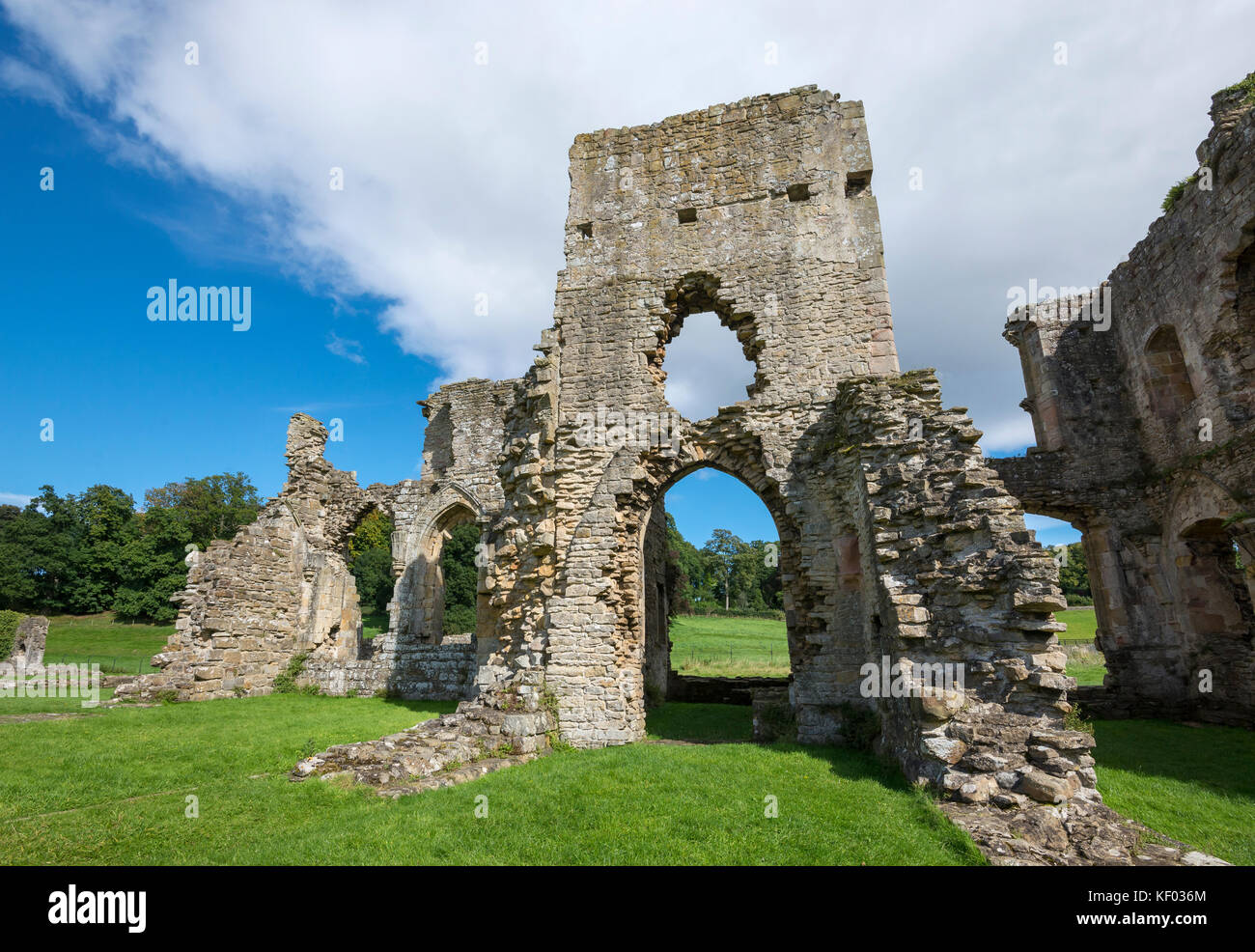 The beautiful ruins of Easby Abbey near Richmond in North Yorkshire ...