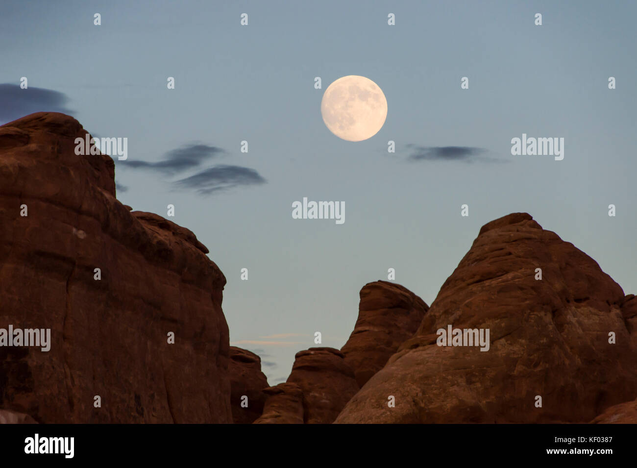 Full moon over fiery furnace a maze like passageway, Arches National ...