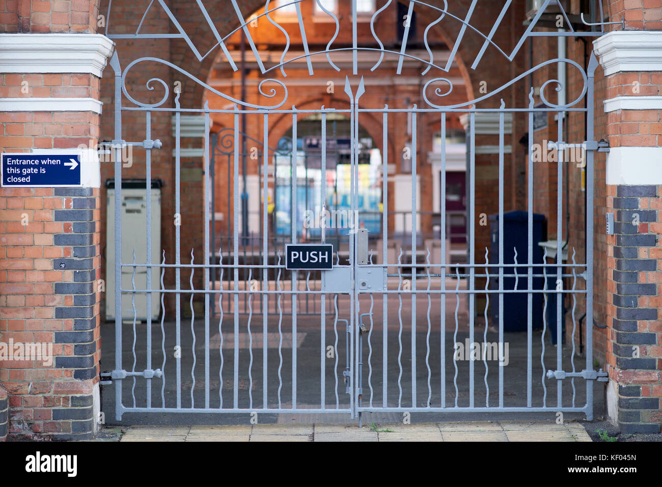 Ornate meatl gate at Bournemouth railway station in Dorset, England ...