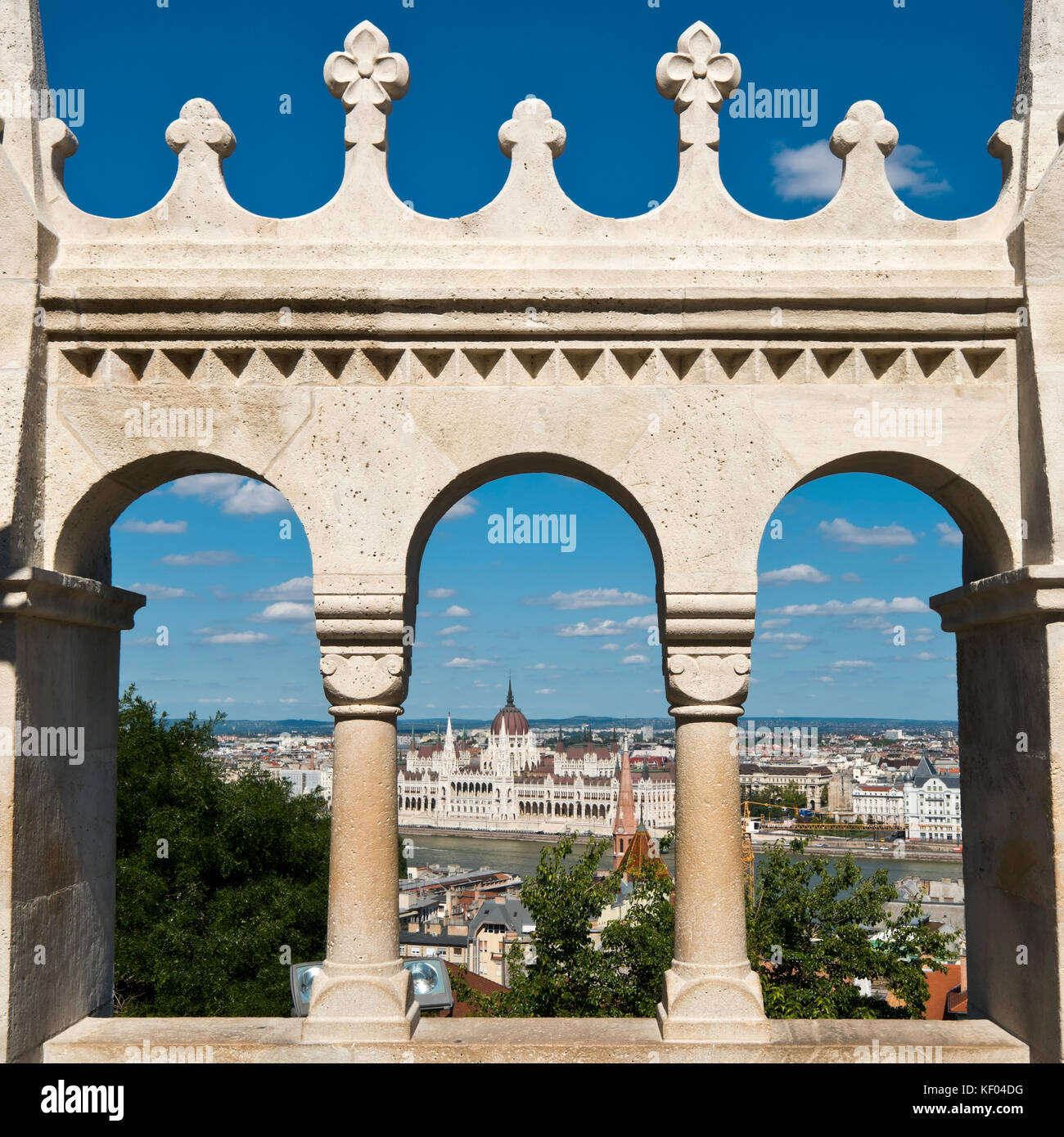Square view of the Fisherman's Bastion in Budapest Stock Photo - Alamy