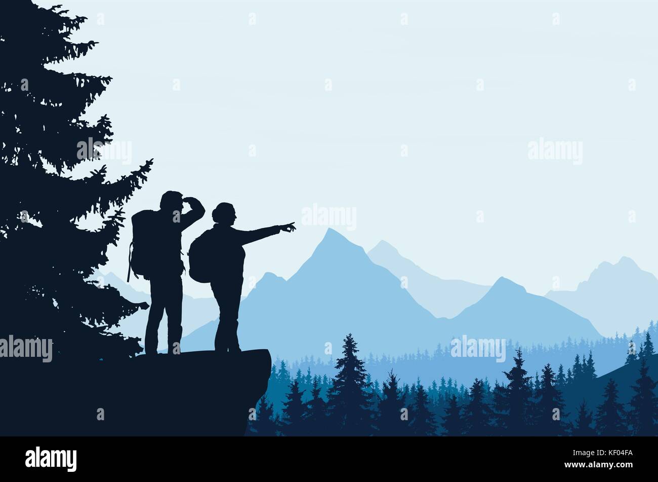 Tourists backpack landscape Stock Vector Images - Alamy