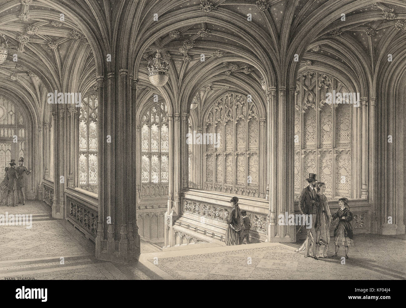 House of Lords, Palace of Westminster, London. The Peers' staircase ...