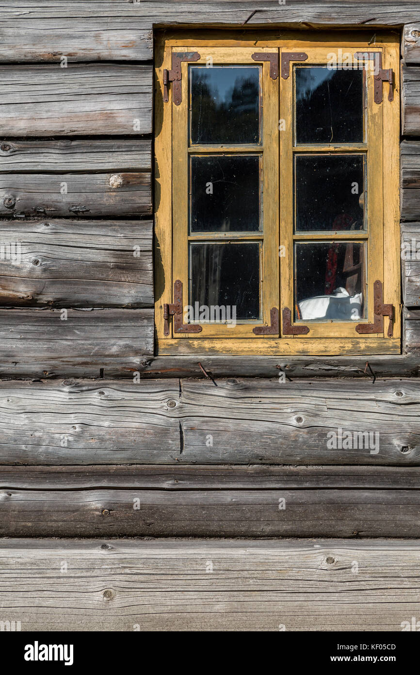 Old-fashioned window of wooden house Stock Photo - Alamy
