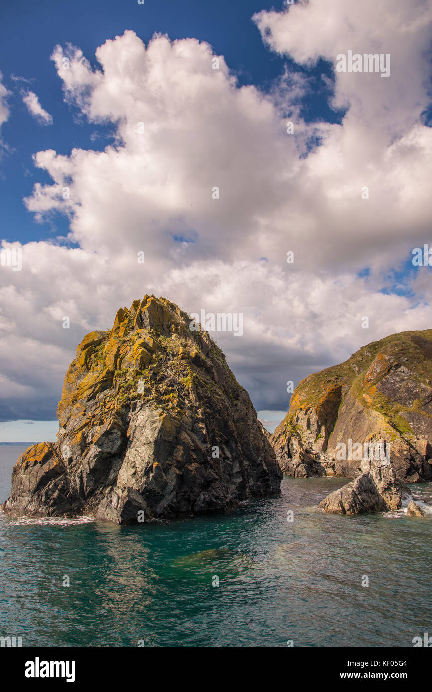 Rocks of the coast at Mullion cove, Cornwall, England UK Stock Photo ...