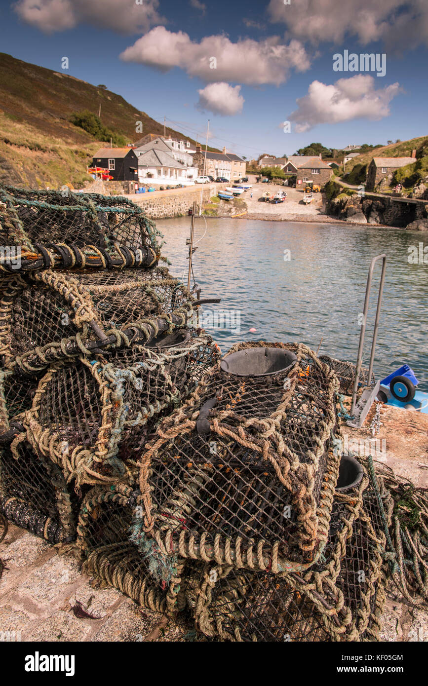 Lobster pots at Mullion harbour, Cornwall, England UK Stock Photo - Alamy