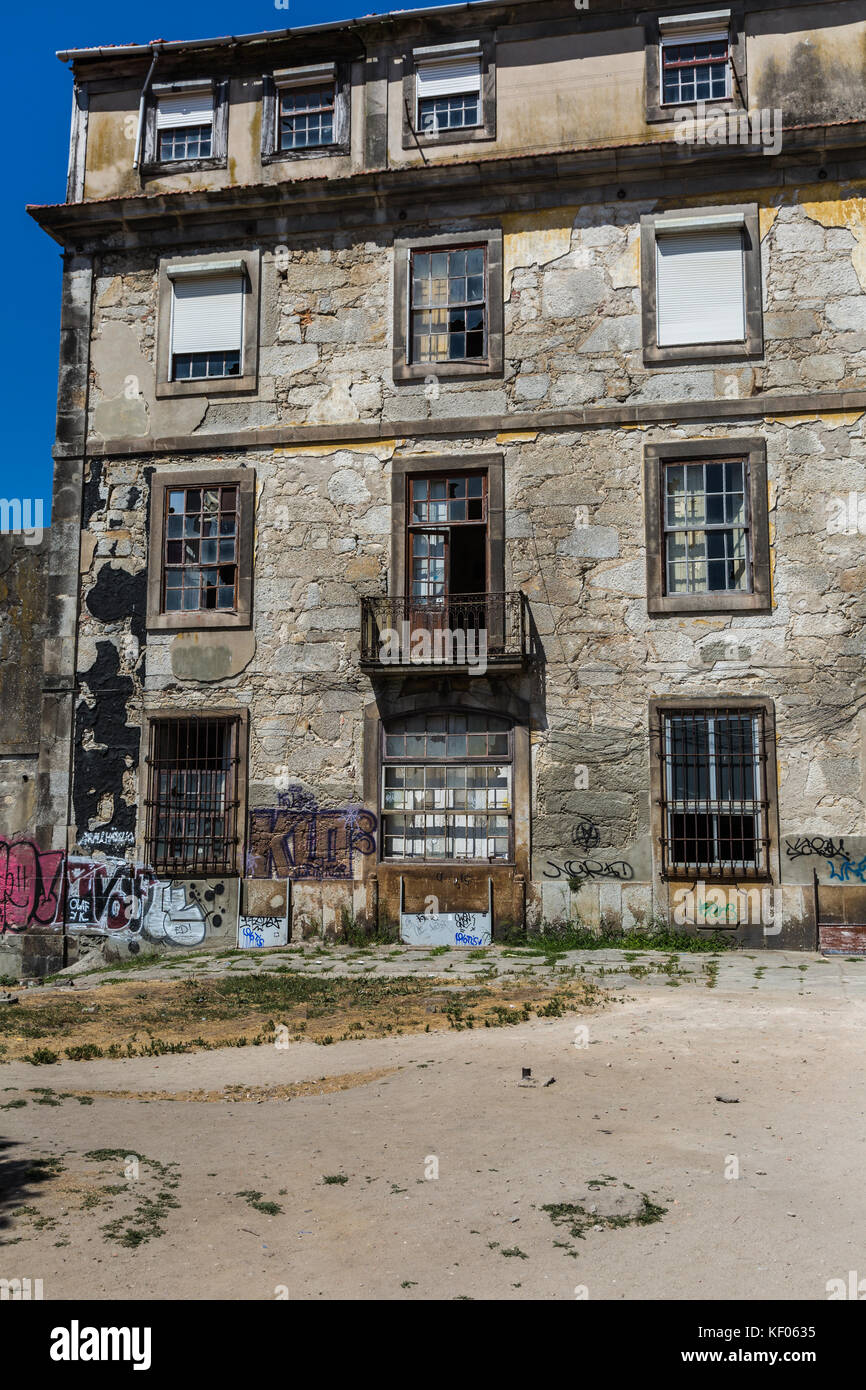 Antique Portuguese Architecture: a Wrecked Building Facade Stock Photo ...