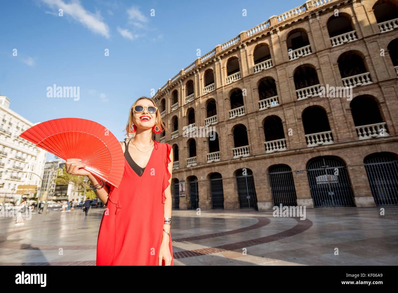 Woman traveling in Valencia city Stock Photo - Alamy