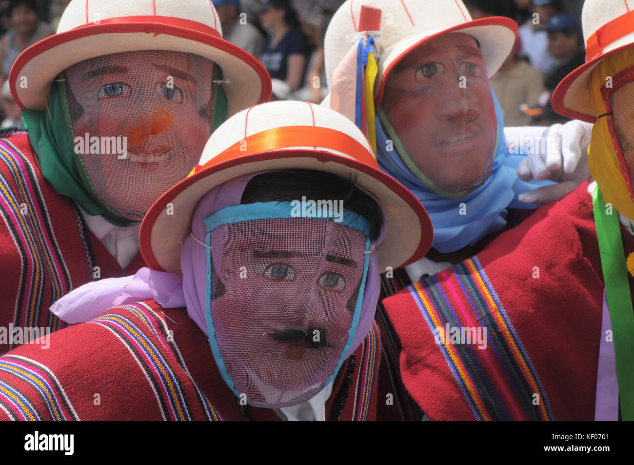 Quito, Ecuador - November 30, 2008: People in traditional Ecuadorean ...