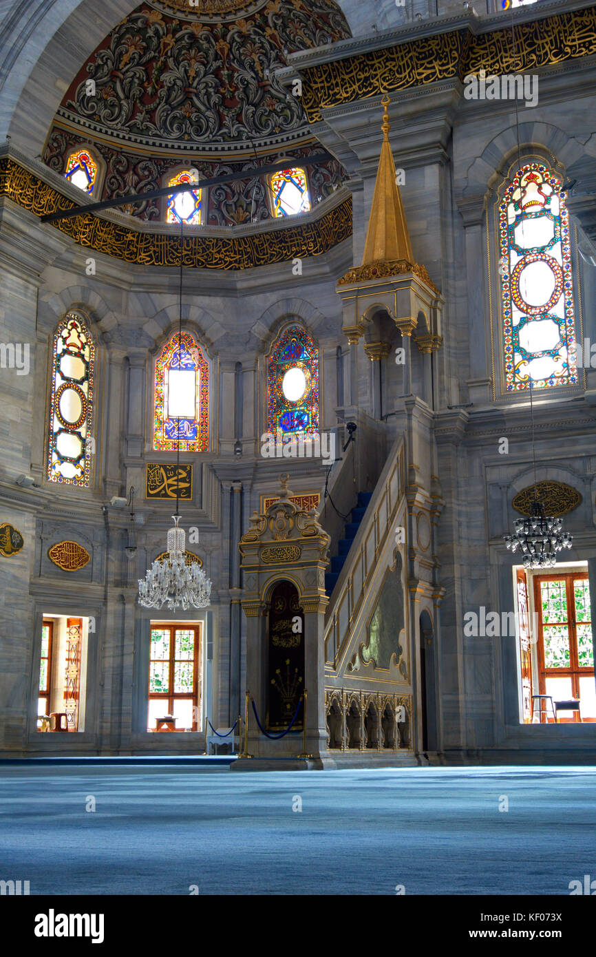 Interior of the Nuruosmaniye Mosque, an old Ottoman mosque, in the ...