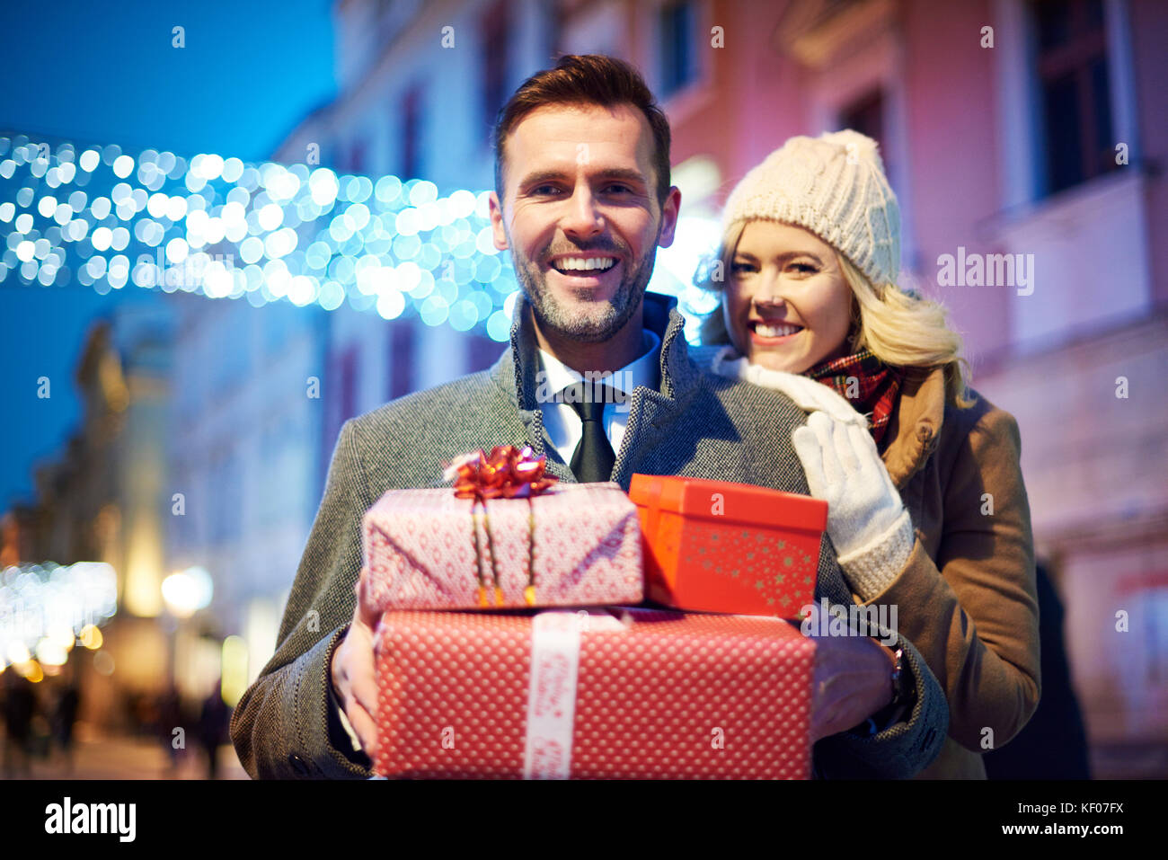 Time to share plenty of presents Stock Photo - Alamy